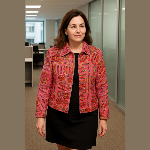 Carrie Allen | Jackets & Coats | Vintage Bright Pink Ribbon And Sequin ...